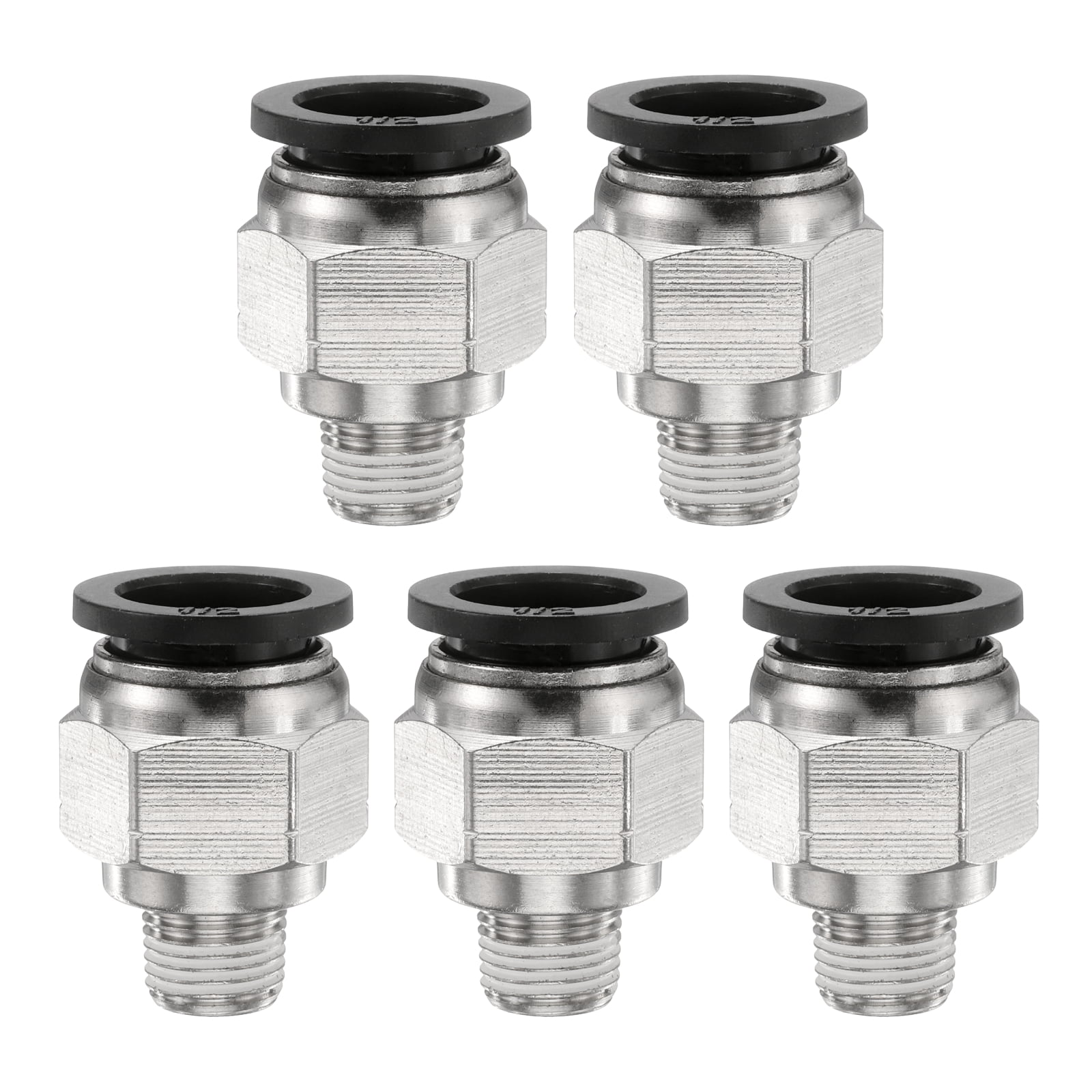 Uxcell 5pcs Push to Connect Fitting 1/2" x 1/8" Thread Straight Union Fitting, Black - Walmart.com