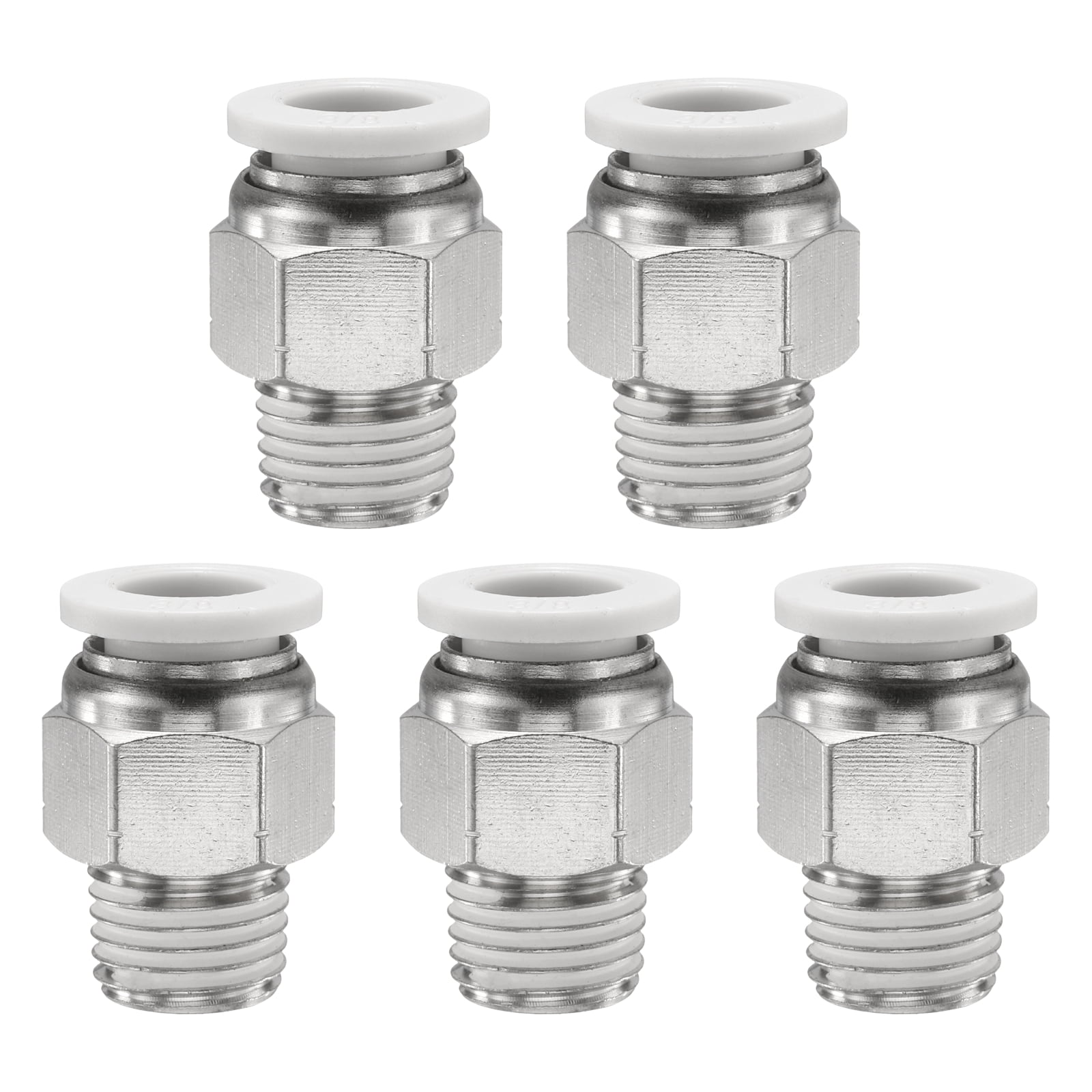 Uxcell 5pcs Push to Connect Fitting 3/8" x 1/4" Thread Straight Union ...