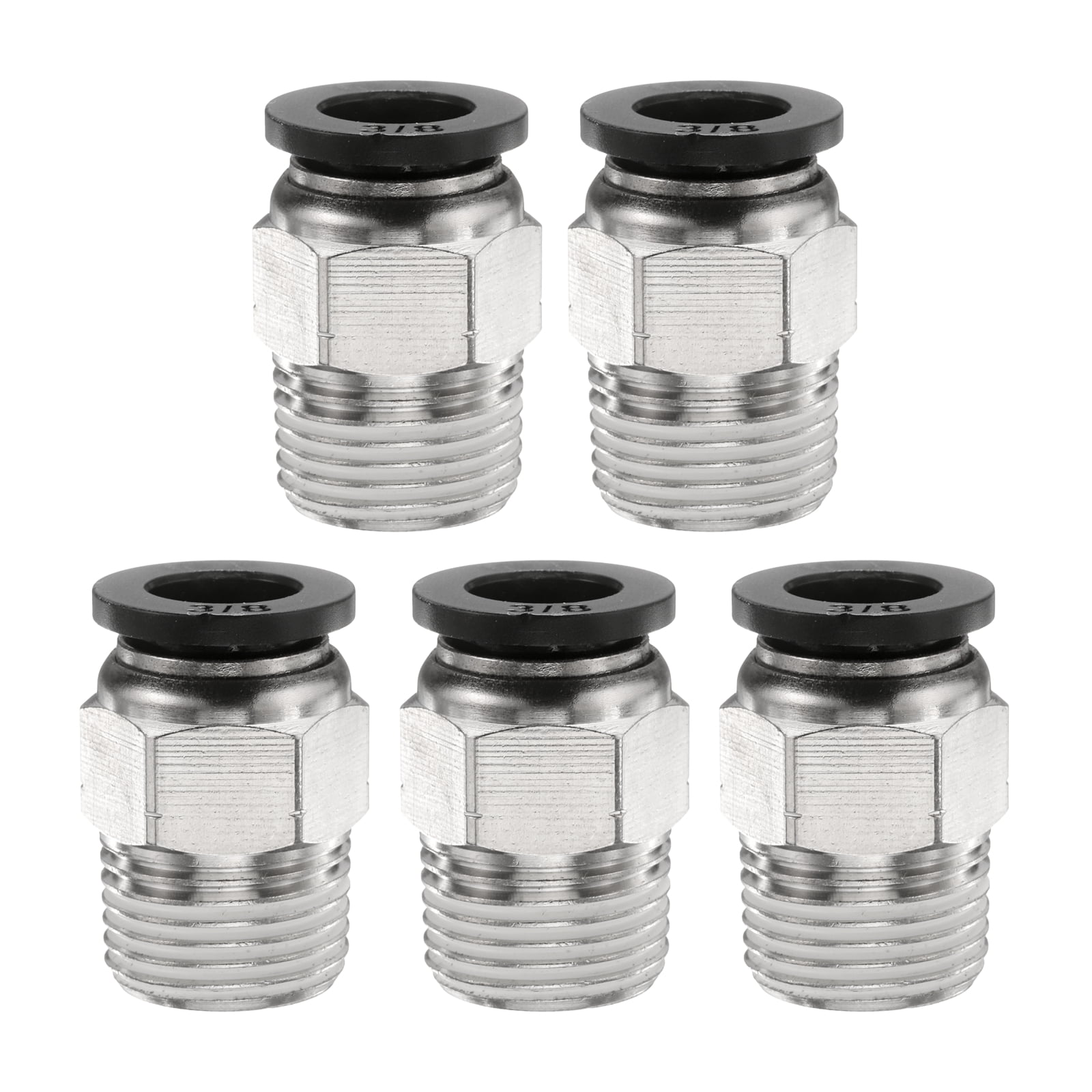 Uxcell 5pcs Push to Connect Fitting 3/8" x 3/8" Thread Straight Union ...