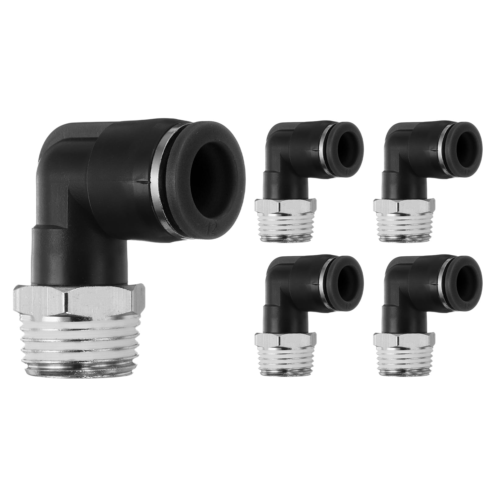 Uxcell 5pcs Push to Connect Fittings 1/2 to NPT1/2 Male Plastic Elbows ...