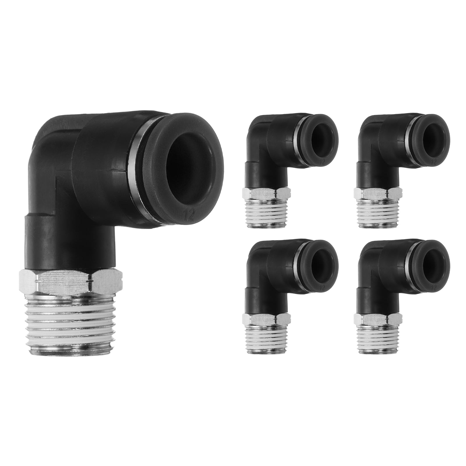 Uxcell 5pcs Push to Connect Fittings 1/2 to NPT3/8 Male Plastic Elbows ...