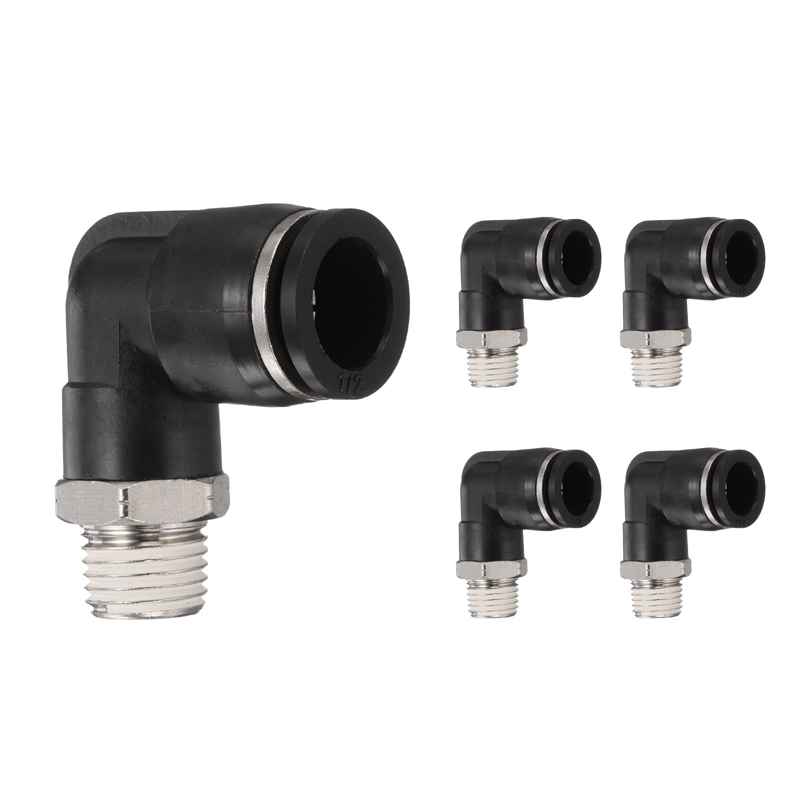 Uxcell 5pcs Push to Connect Fittings 1/4" to NPT1/4 Male Plastic Elbows Fitting Black - Walmart.com