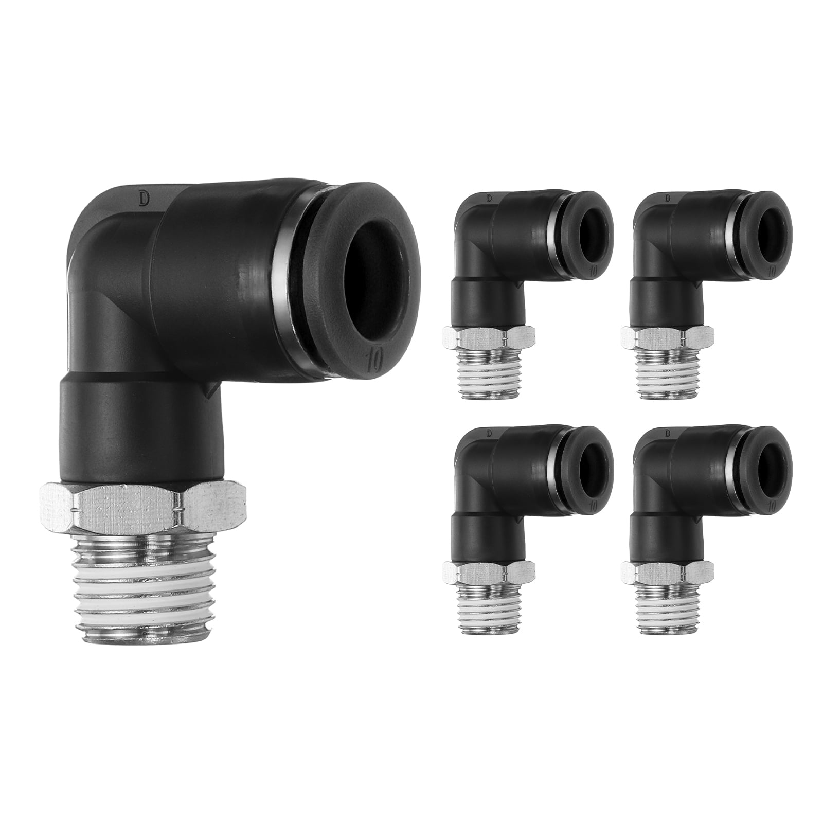 Uxcell 5pcs Push to Connect Fittings 3/8 to NPT1/4 Male Plastic Elbows ...