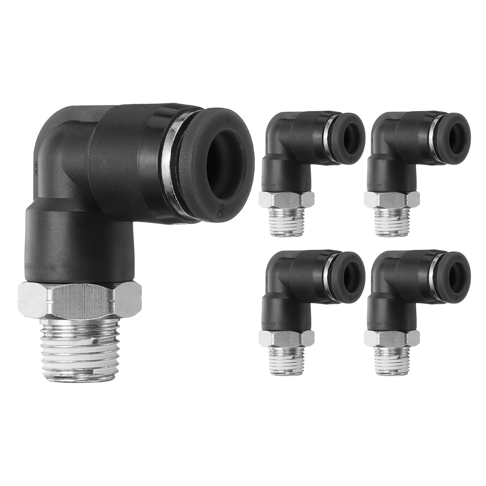 Uxcell 5pcs Push to Connect Fittings 5/16 to NPT1/8 Male Plastic Elbows ...