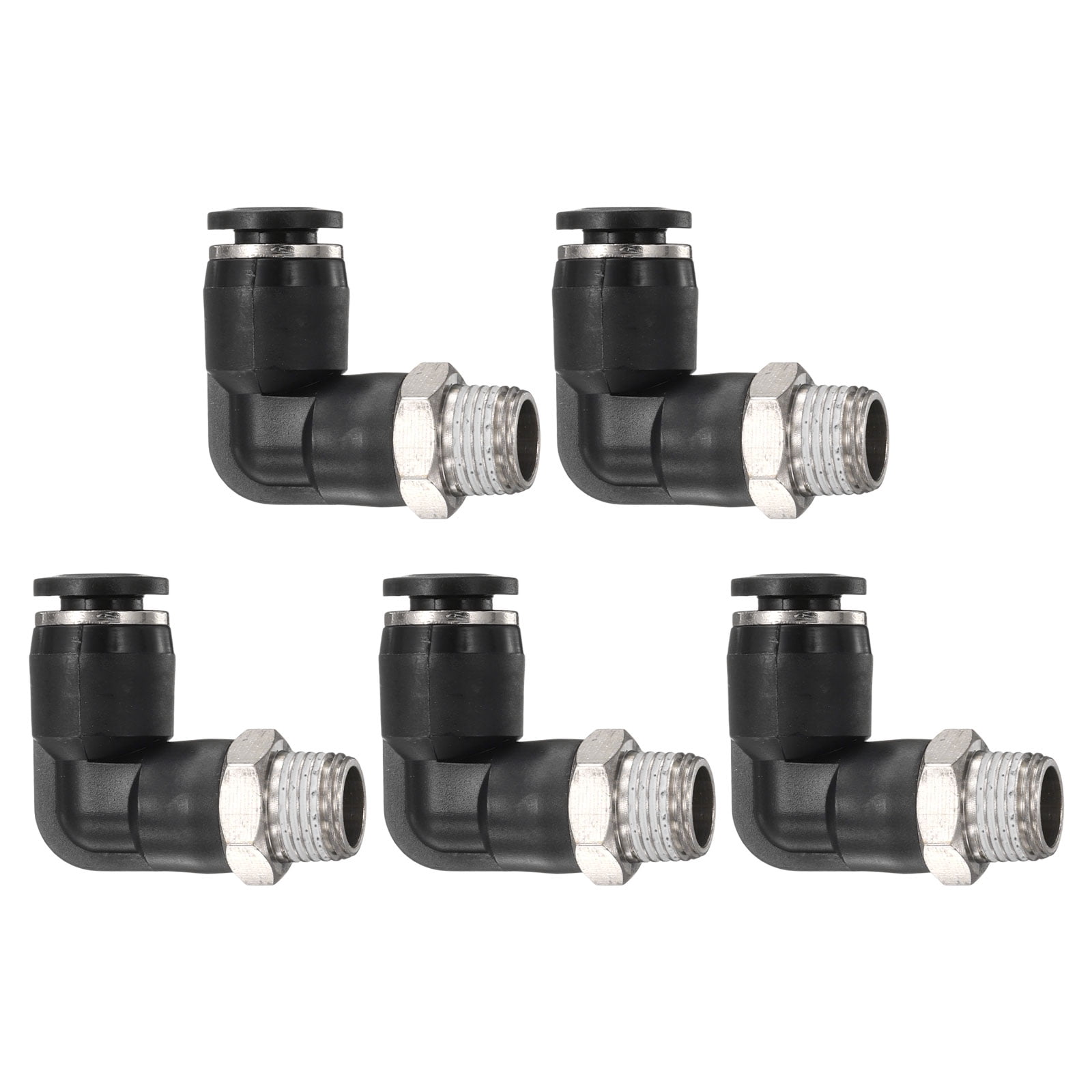 Uxcell 5pcs Push to Connect Tube Fitting 1/8" BSPT Male Thread x 6mm ID 90 Degree Pneumatic ...