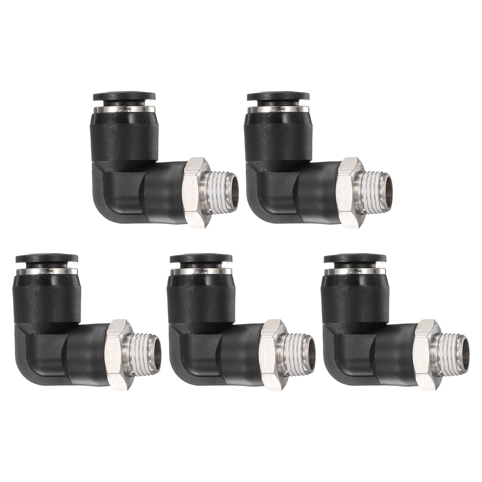 Uxcell 5pcs Push to Connect Tube Fitting 1/8" BSPT Male Thread x 8mm ID 90 Degree Pneumatic ...