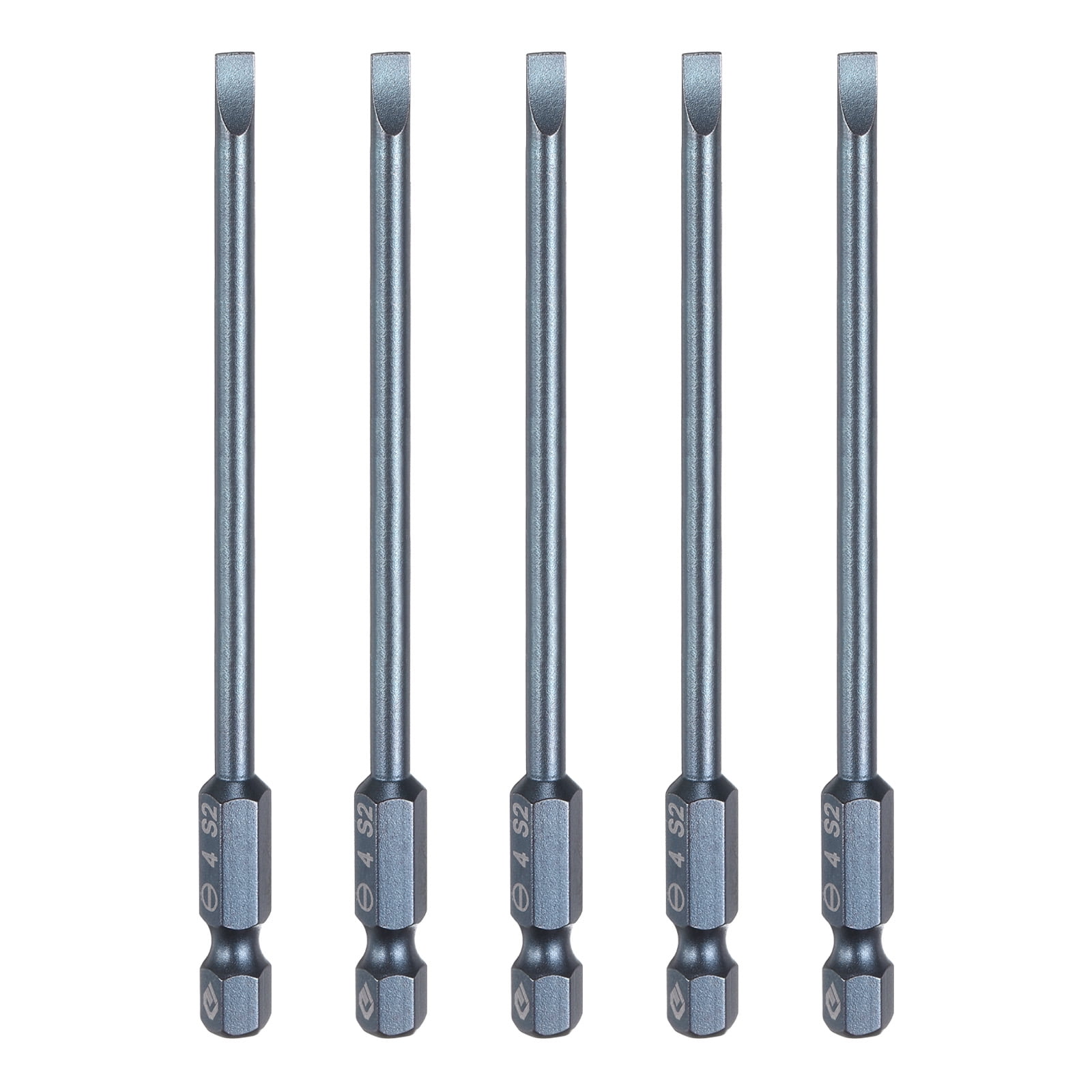 Uxcell 5pcs SL4 Magnetic Slotted Screwdriver Bits 4mm S2 Steel Flat ...