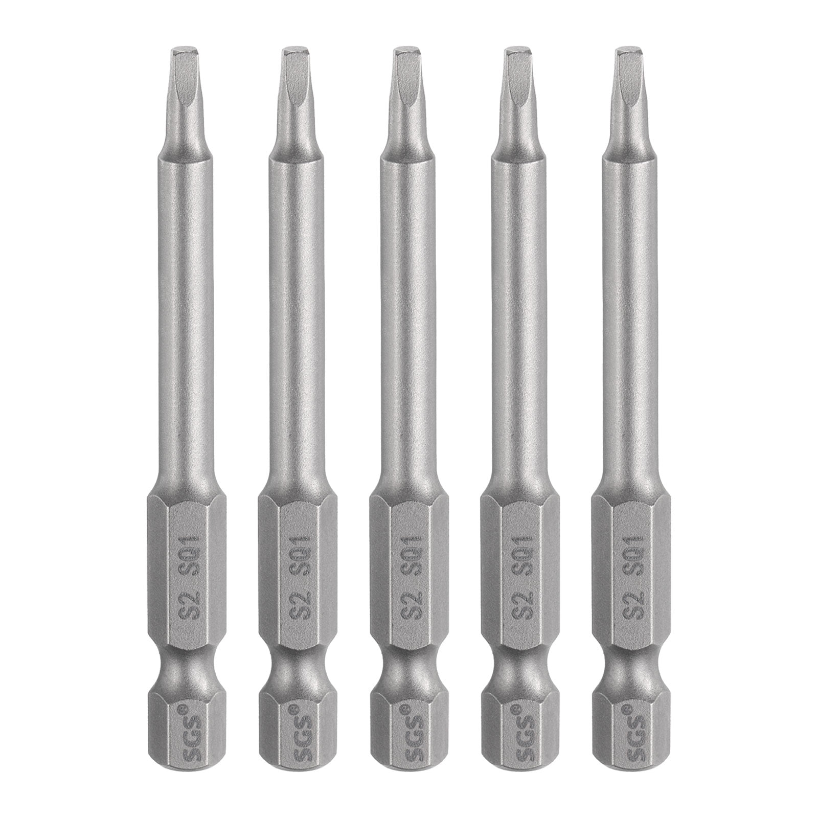 Uxcell 5pcs Square Screwdriver Bit SQ1 1/4" Hex Shank 65mm/2.6" Length Magnetic 4 Point Hex ...