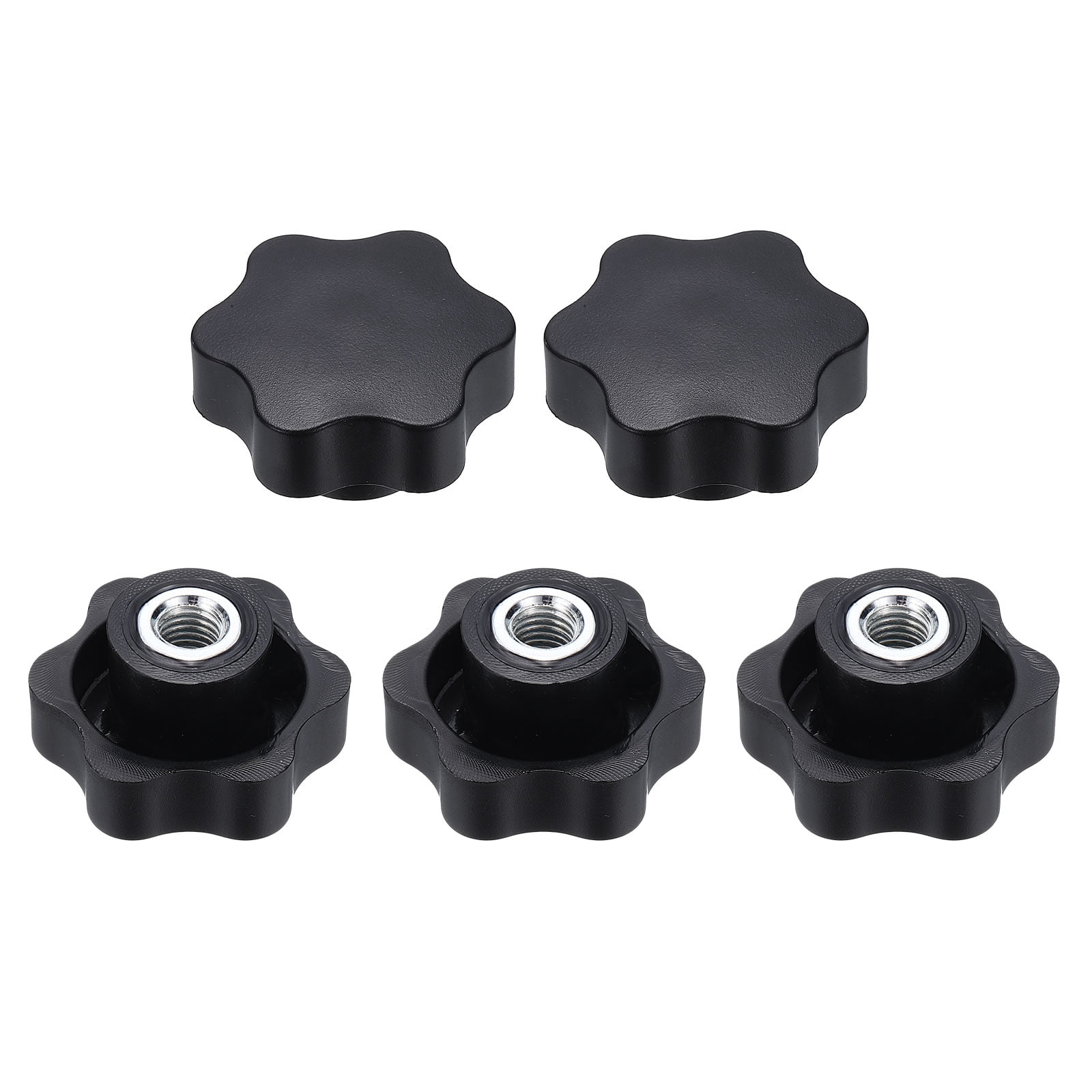 Uxcell 5pcs Star Knobs M10 Female Thread 48mm 6-Point Plastic Head Iron ...