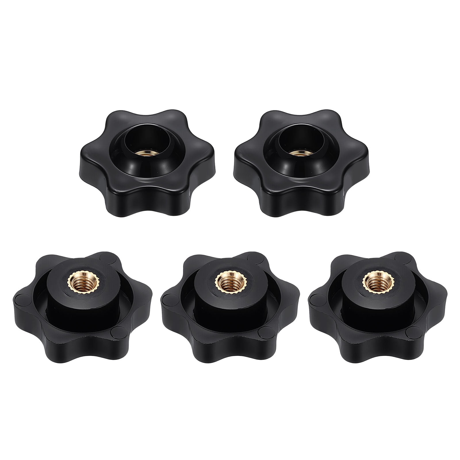 Uxcell 5pcs Star Knobs M4 Female Thread 25mm 6-Point Plastic Head Brass ...