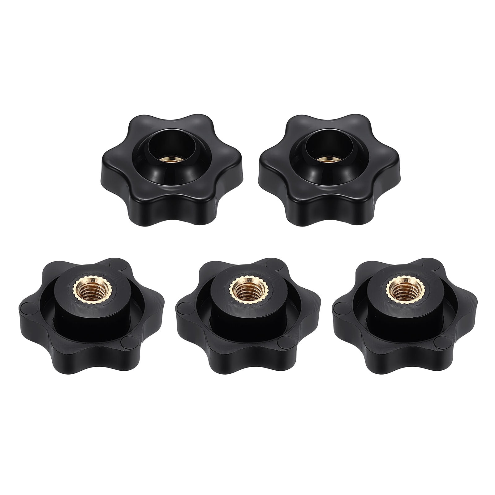 Uxcell 5pcs Star Knobs M5 Female Thread 25mm 6-Point Plastic Head Brass ...