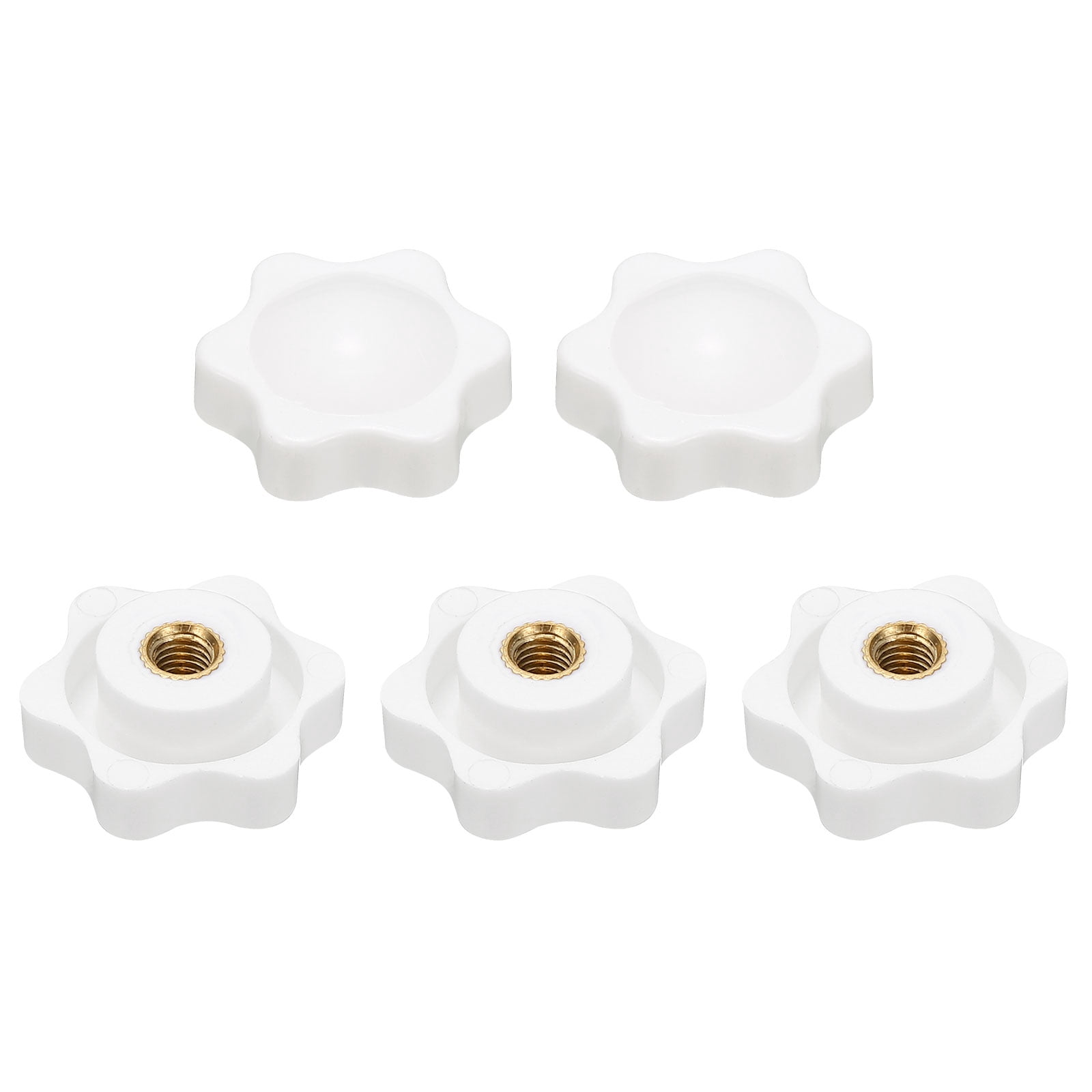 Uxcell 5pcs Star Knobs M5 Female Thread 25mm 6-Point Plastic Head Brass ...