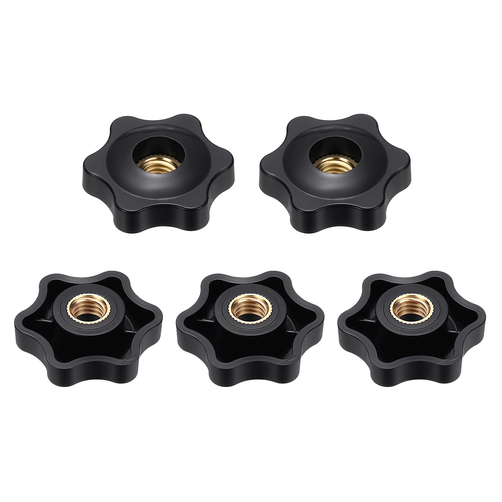 Uxcell 5pcs Star Knobs M6 Female Thread 32mm 6-Point Plastic Head Brass ...