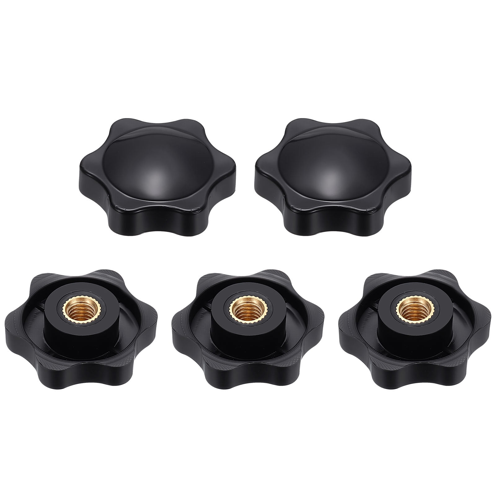 Uxcell 5pcs Star Knobs M6 Female Thread 32mm 6-Point Plastic Head Brass ...