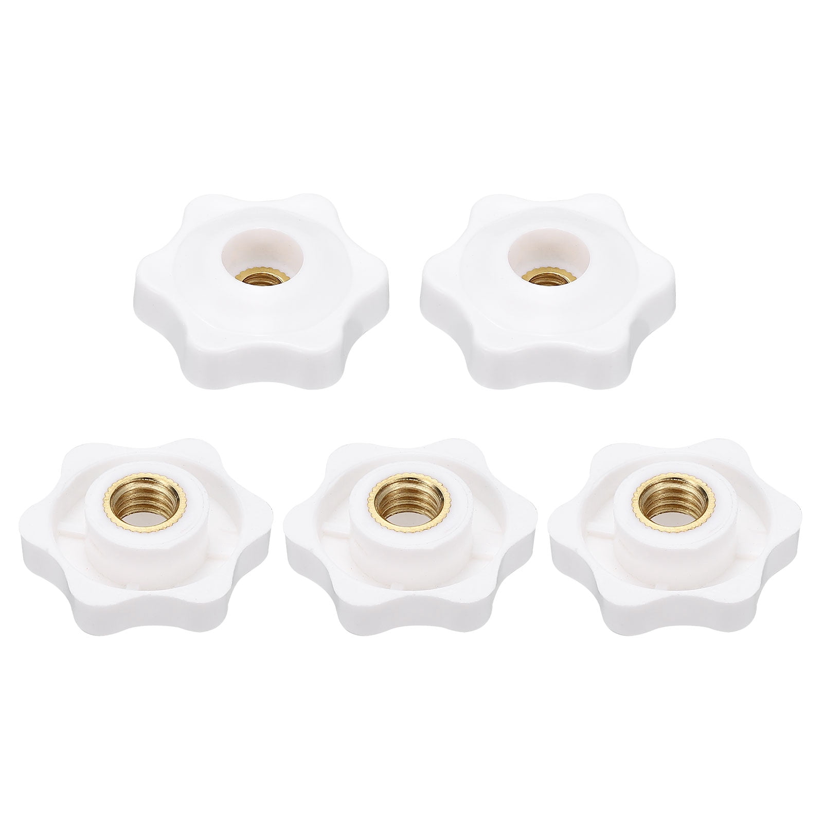 Uxcell 5pcs Star Knobs M8 Female Thread 32mm 6-Point Plastic Head Brass ...