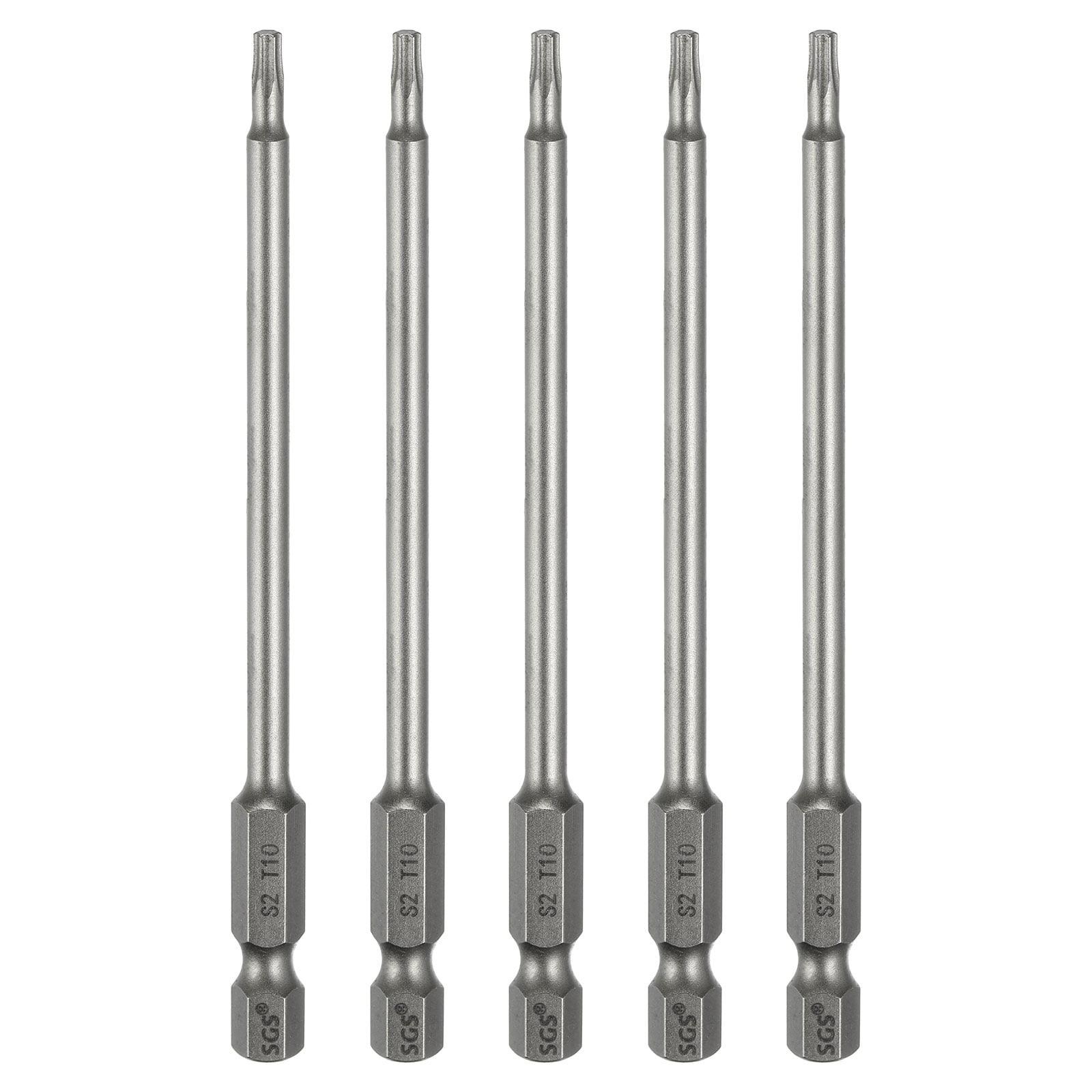 Uxcell 5pcs T10 Torx Head Screwdriver Bit 1/4" Hex Shank 4" (100mm ...