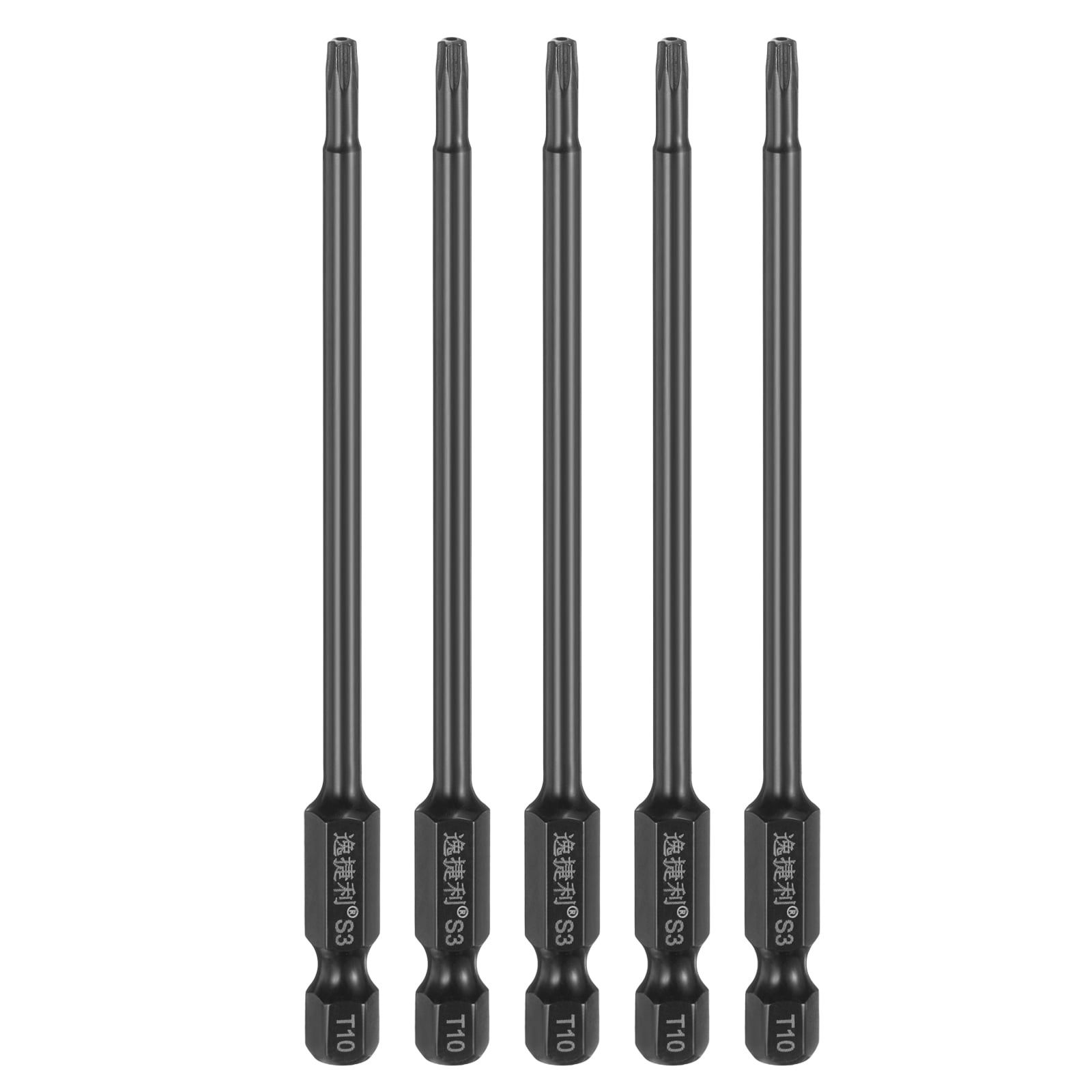 Uxcell 5pcs T10 Torx Head Screwdriver Bit 1/4" Hex Shank 4" Long ...