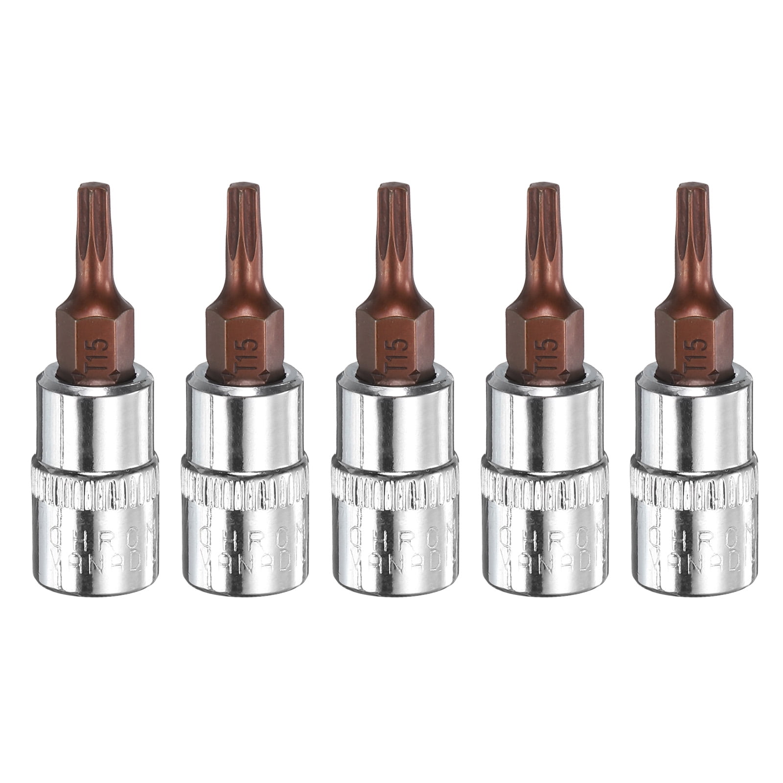 Uxcell 5pcs T15 Torx Bit Socket 1/4" Square Drive Star 6 Point ...