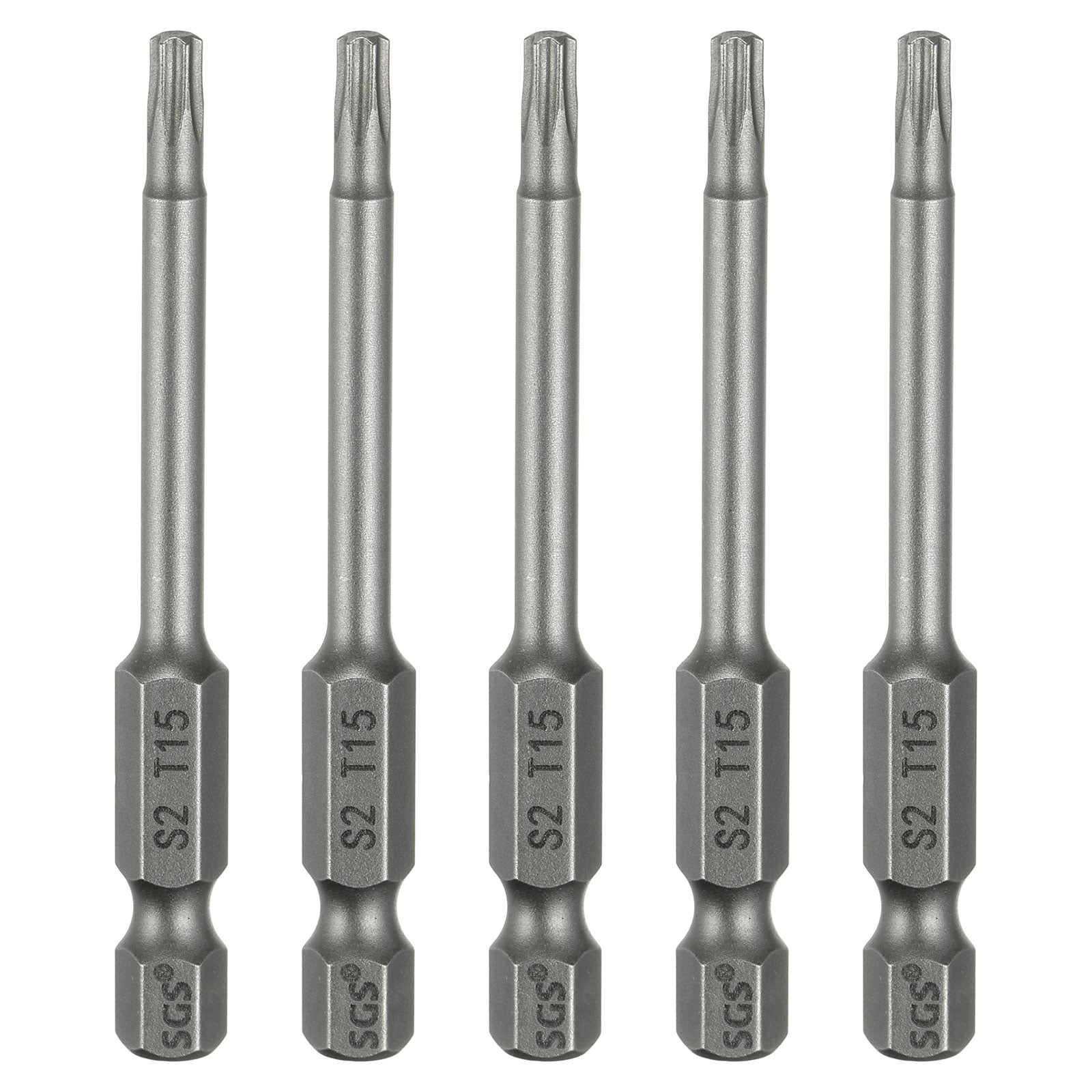 Uxcell 5pcs T15 Torx Head Screwdriver Bit 1/4" Hex Shank 2.6" (65mm ...