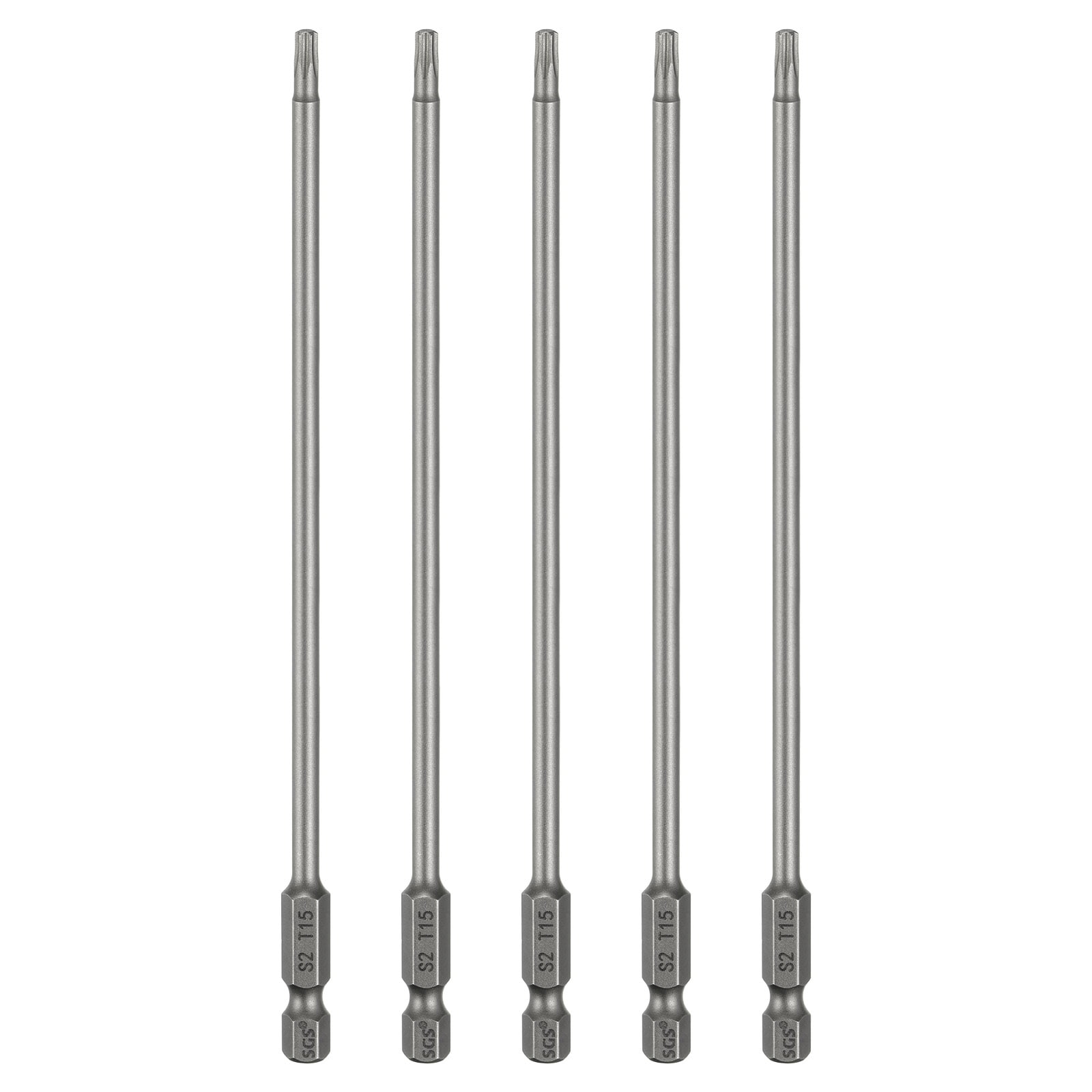 Uxcell 5pcs T15 Torx Head Screwdriver Bit 1/4" Hex Shank 6" (150mm ...
