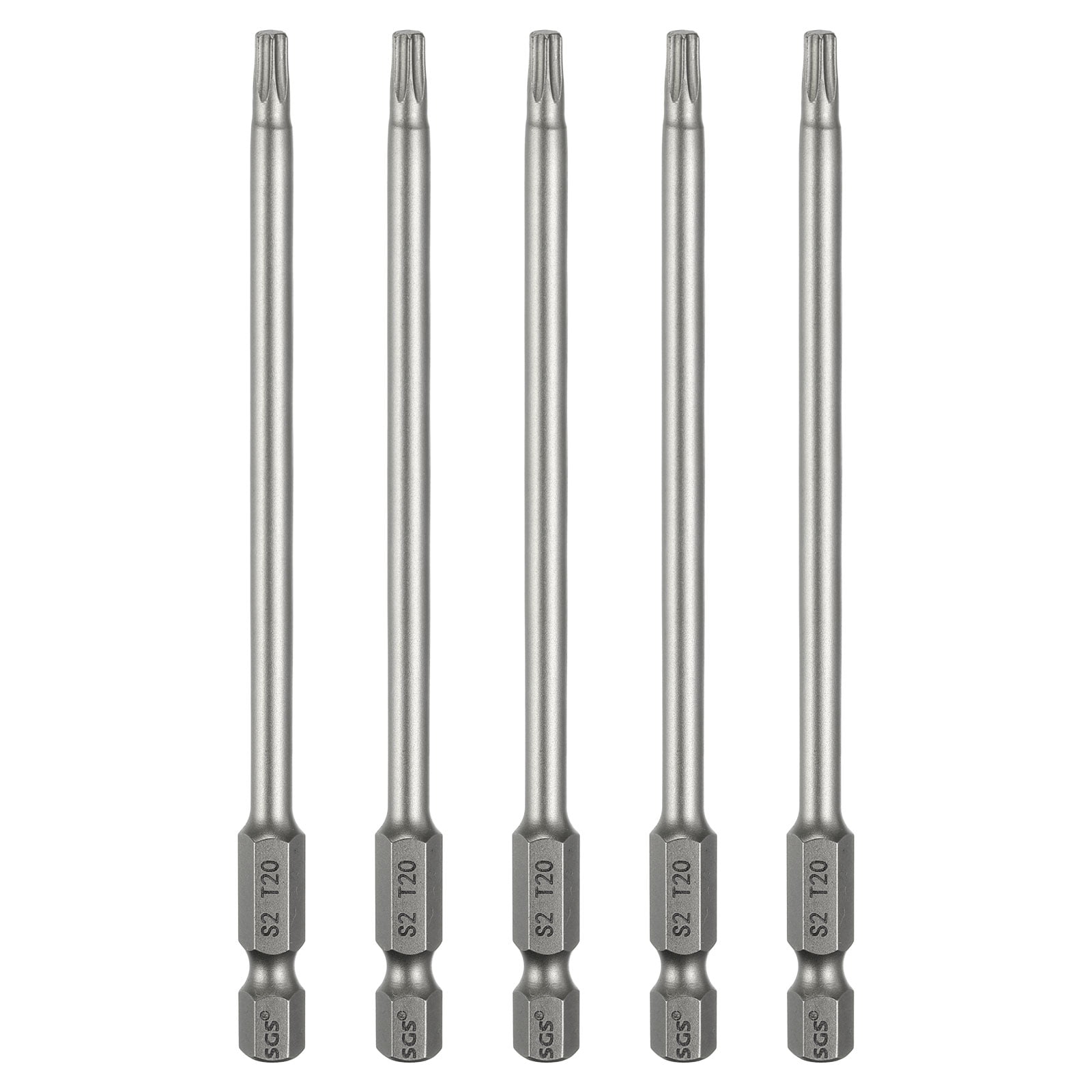 Uxcell 5pcs T20 Torx Head Screwdriver Bit 1/4" Hex Shank 4.3" (110mm ...
