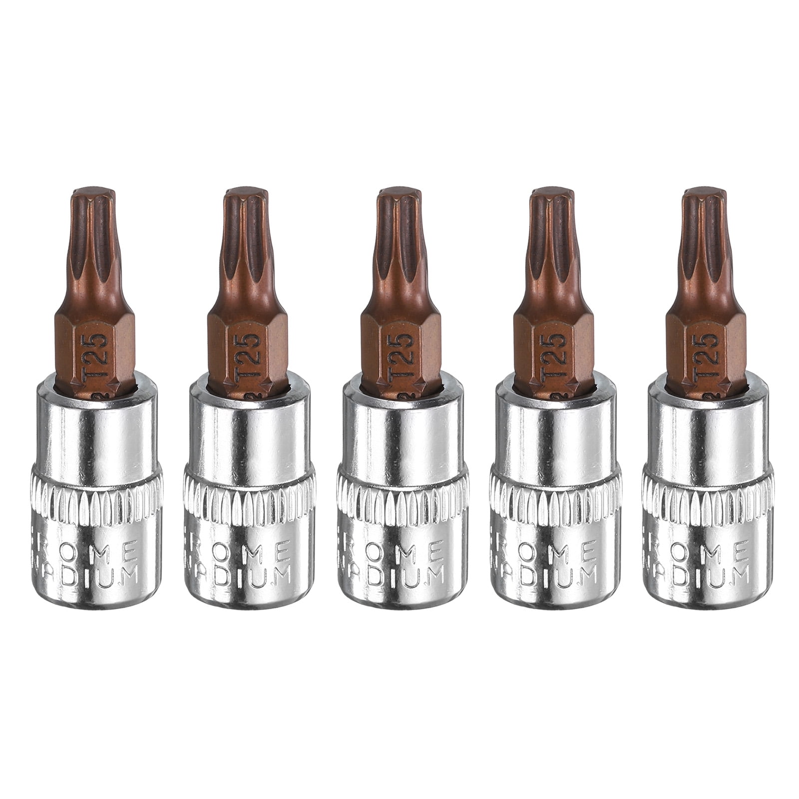 Uxcell 5pcs T25 Torx Bit Socket 1/4" Square Drive Star 6 Point ...