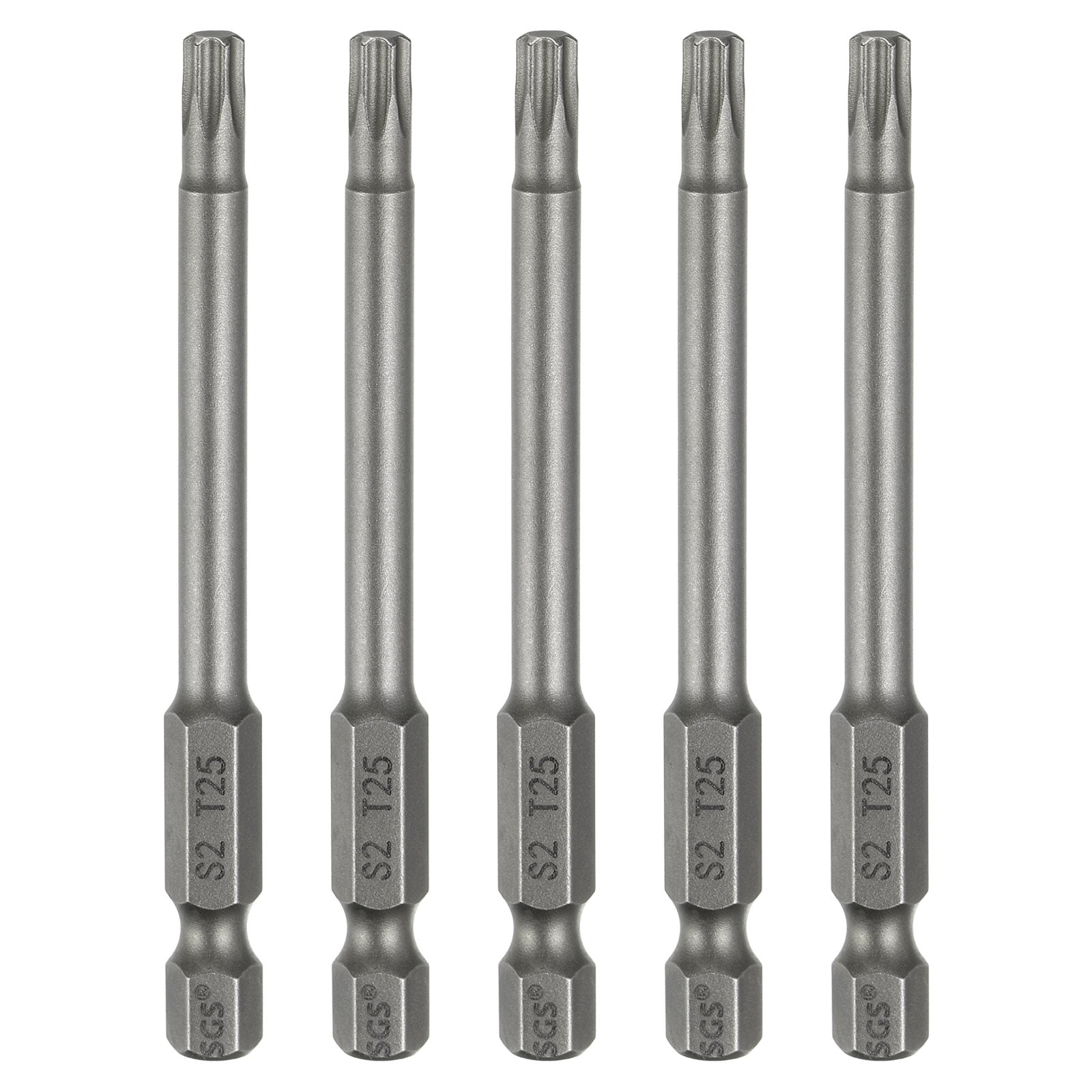 Uxcell 5pcs T25 Torx Head Screwdriver Bit 1/4" Hex Shank 3" (75mm) Long ...