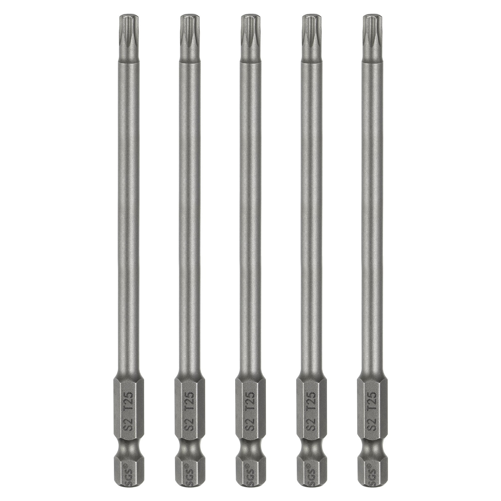 Uxcell 5pcs T25 Torx Head Screwdriver Bit 1/4" Hex Shank 4.3" (110mm ...