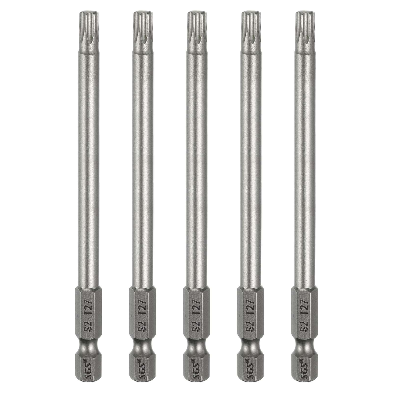 Uxcell 5pcs T27 Torx Head Screwdriver Bit 1/4" Hex Shank 4" (100mm ...