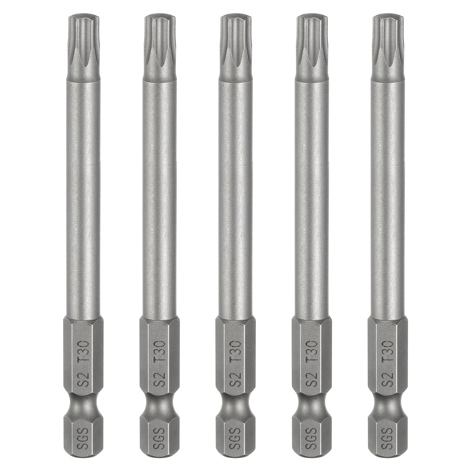 Uxcell 5pcs T30 Torx Head Screwdriver Bit 1/4" Hex Shank 3.15" (80mm ...