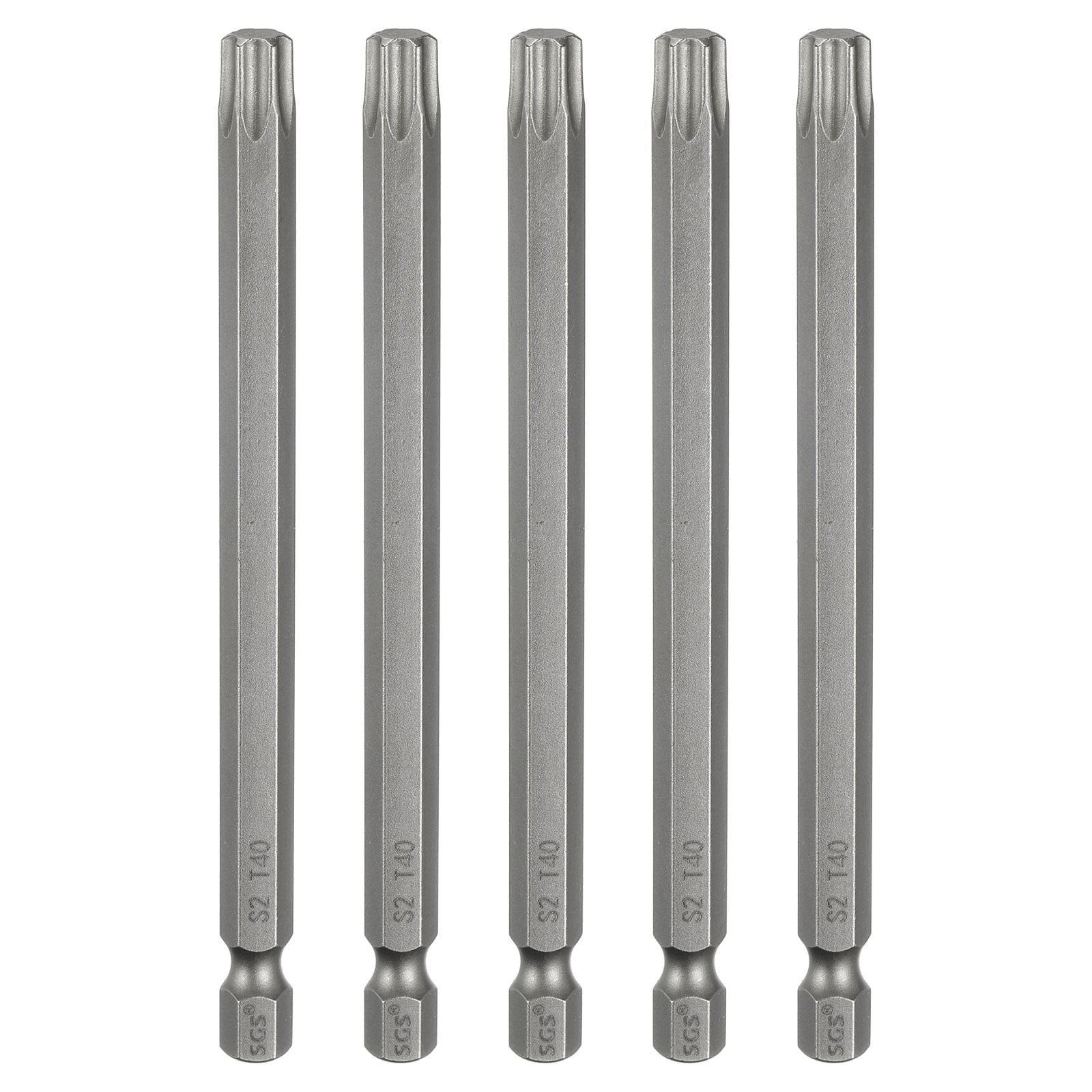 Uxcell 5pcs T40 Torx Head Screwdriver Bit 1/4" Hex Shank 4" (100mm ...
