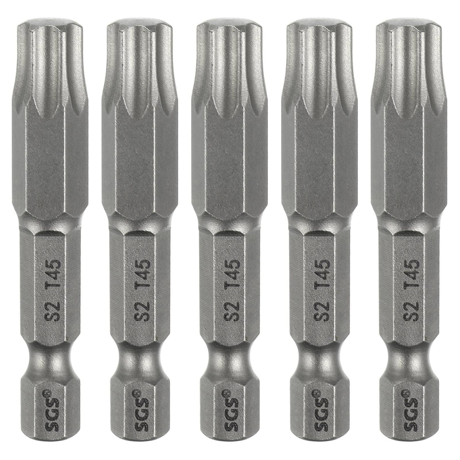 Uxcell 5pcs T45 Torx Head Screwdriver Bit 1/4" Hex Shank 2" (50mm) Long ...