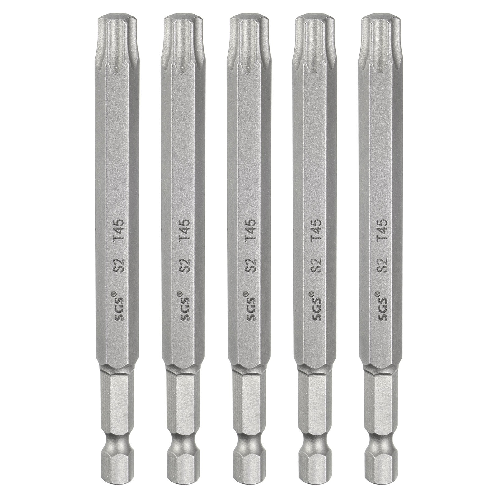 Uxcell 5pcs T45 Torx Head Screwdriver Bit 1/4" Hex Shank 4" (100mm ...