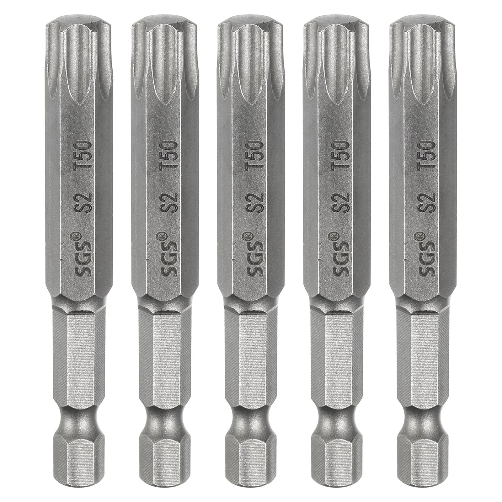Uxcell 5pcs T50 Torx Head Screwdriver Bit 1/4" Hex Shank 2.6" (65mm ...
