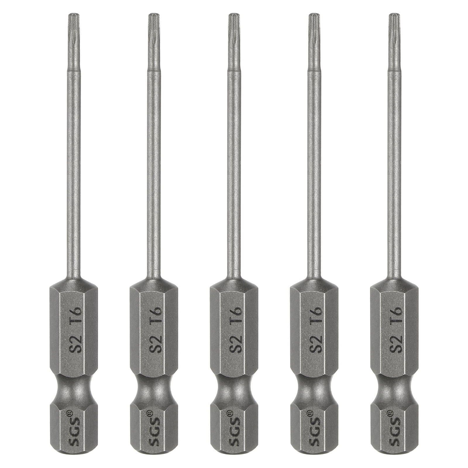 Uxcell 5pcs T6 Torx Head Screwdriver Bit 1/4" Hex Shank 2.6" (65mm ...