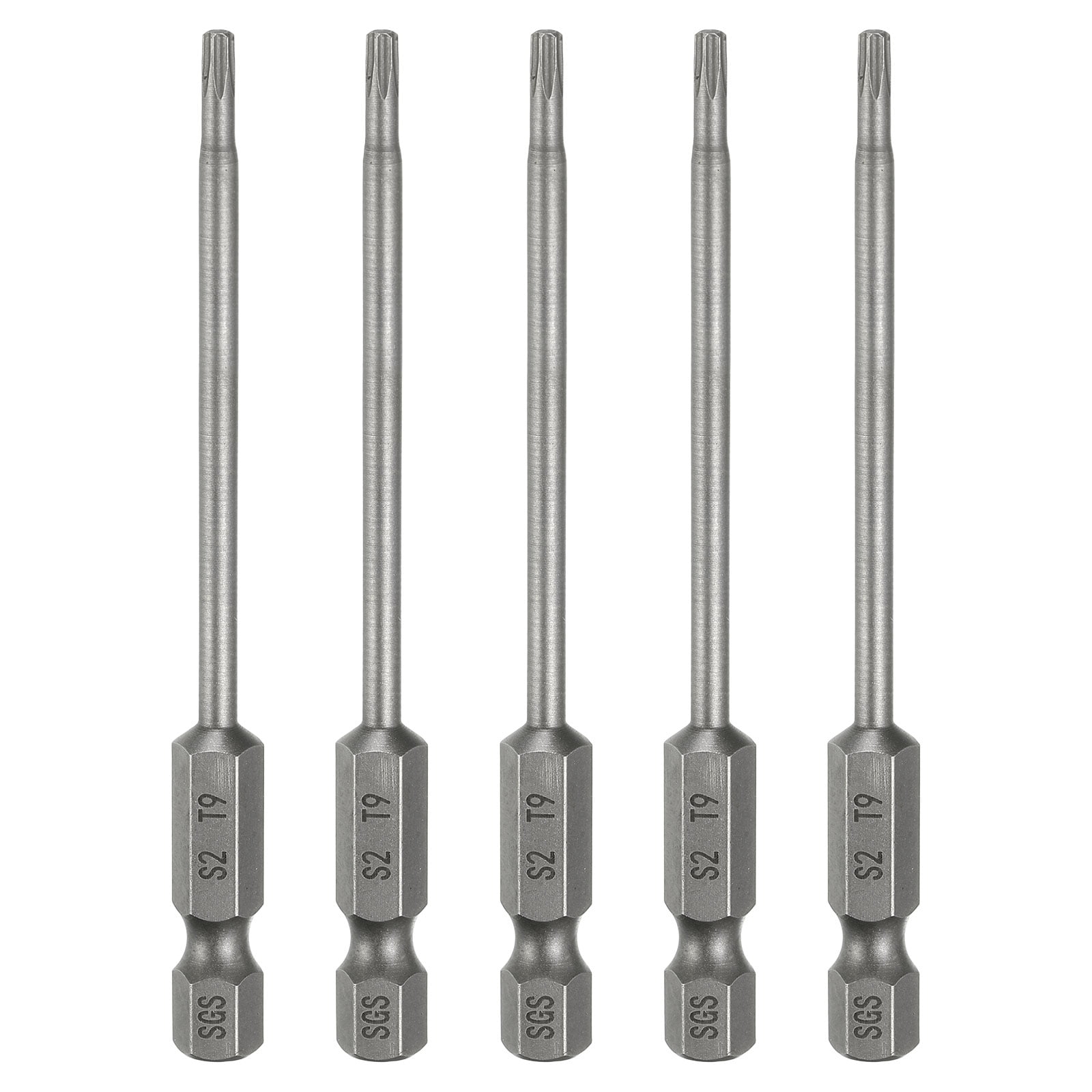 Uxcell 5pcs T9 Torx Head Screwdriver Bit 1/4" Hex Shank 3.15" (80mm ...