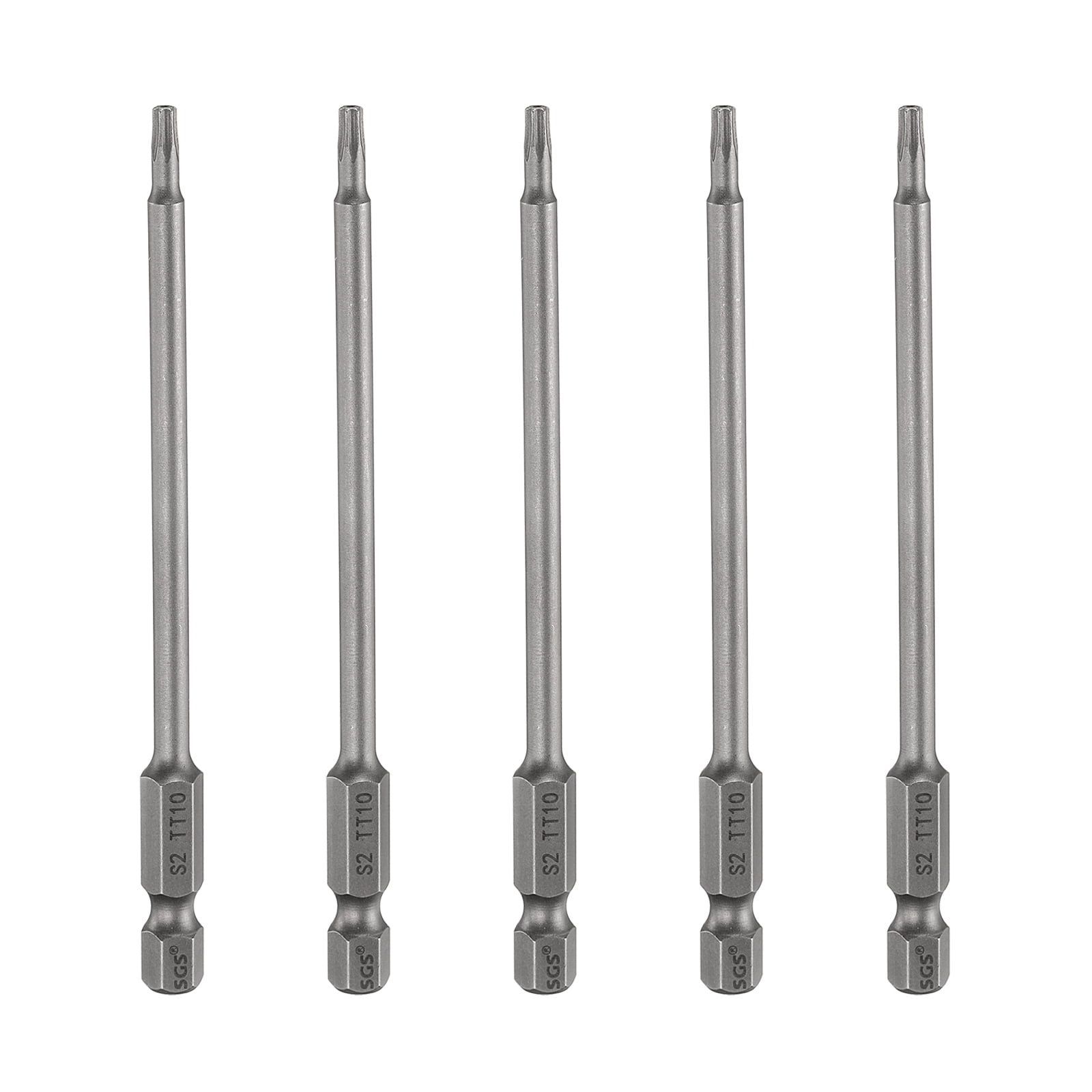 Uxcell 5pcs TT10 Security Torx Head Screwdriver Bit 4" (100mm) Long 1/4 ...