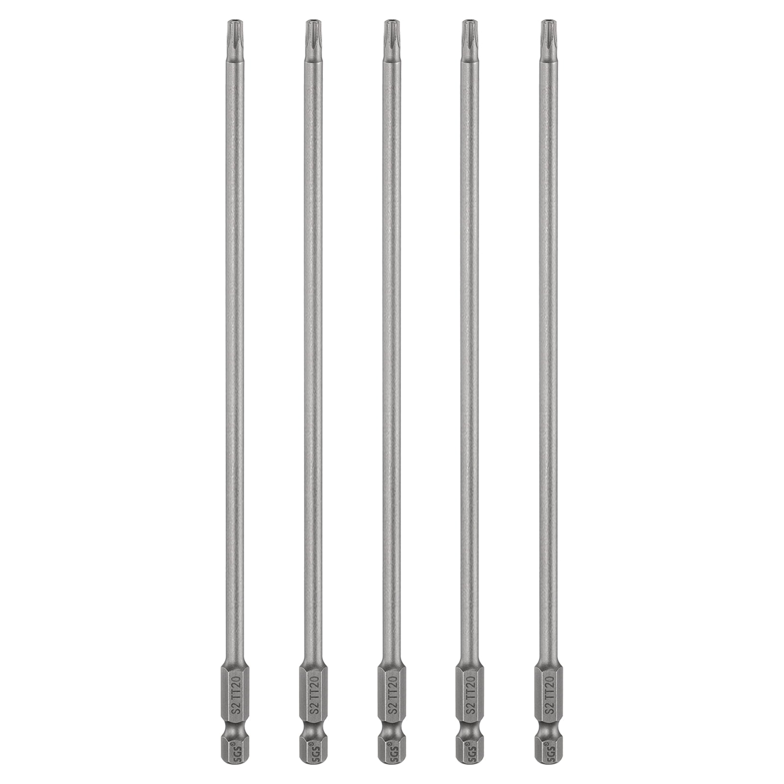 Uxcell 5pcs TT20 Security Torx Head Screwdriver Bit 8" (200mm) Long 1/4 ...