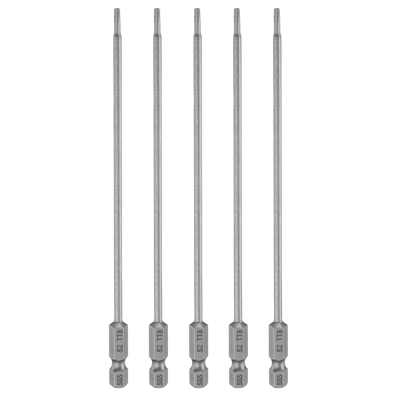 Uxcell 5pcs TT8 Security Torx Head Screwdriver Bit 6" (150mm) Long 1/4 ...