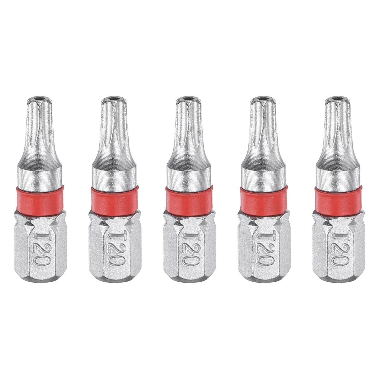 Uxcell 5pcs Torx Screwdriver Bit T20H 1/4" Hex Shank 25mm/1" Length Magnetic Star 6 Point Head ...