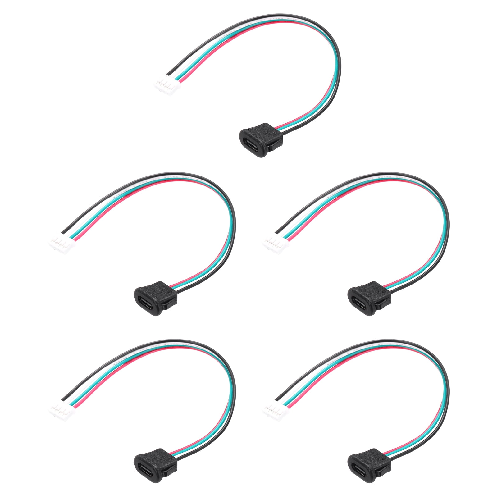 Uxcell 5pcs Type-C Female Chassis 4 Pin Wire, 5V 3A Square USB-C Female ...