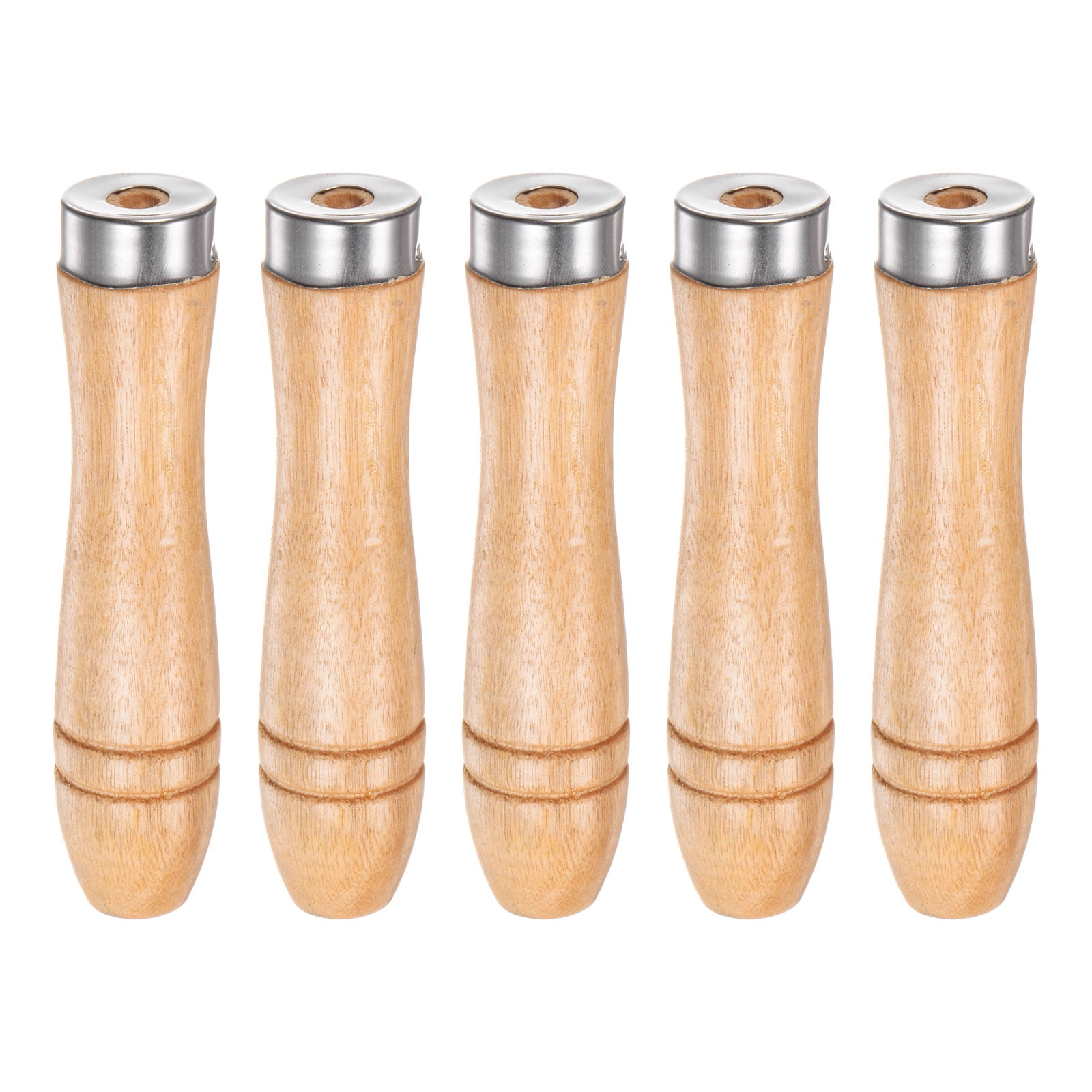 Uxcell 5pcs Wooden File Handle 4.33 Inch Round Hole Ergonomic Handles ...