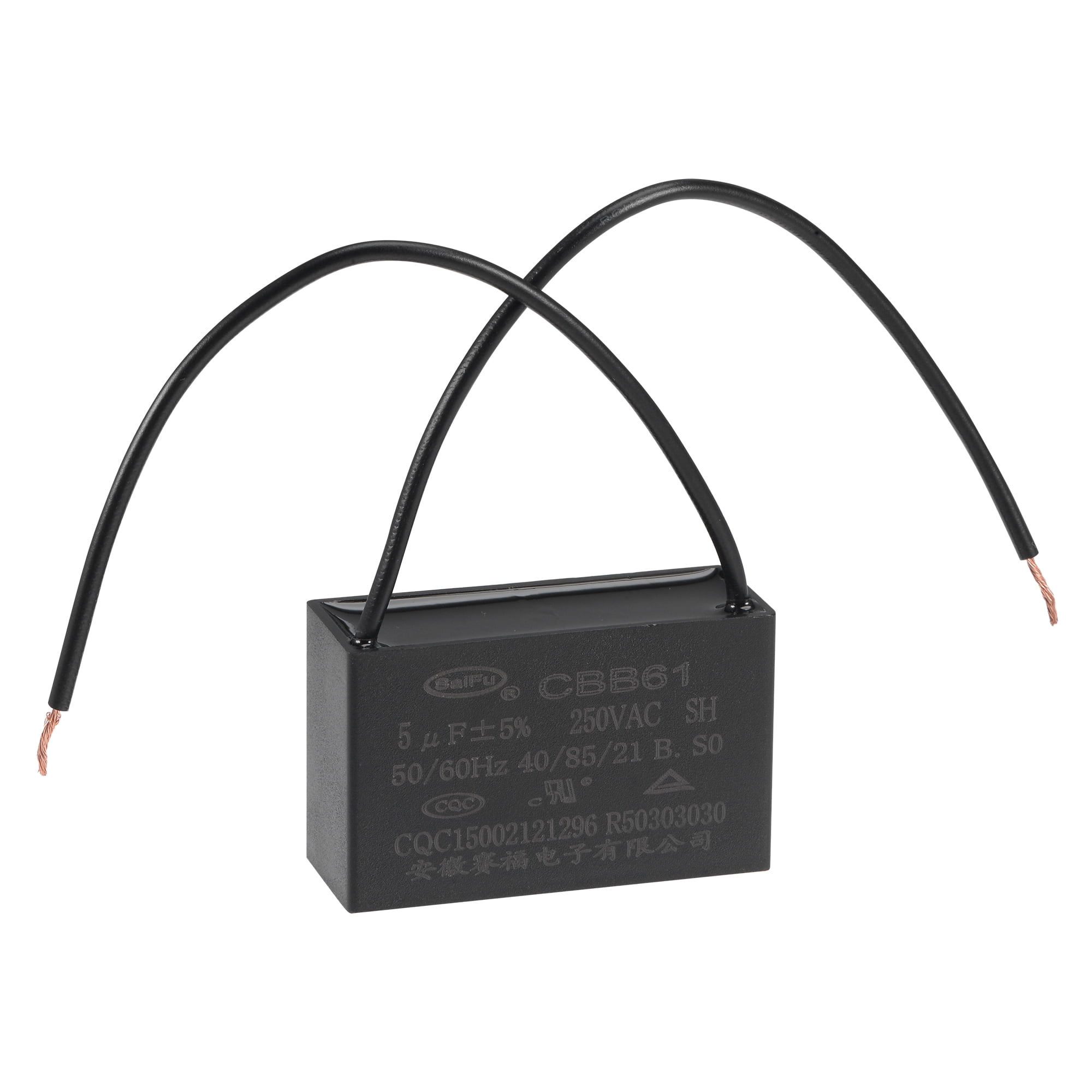 Uxcell 5uF 250V AC 2 Wires CBB61 Ceiling Fan Capacitor 1 Pack - Walmart.com