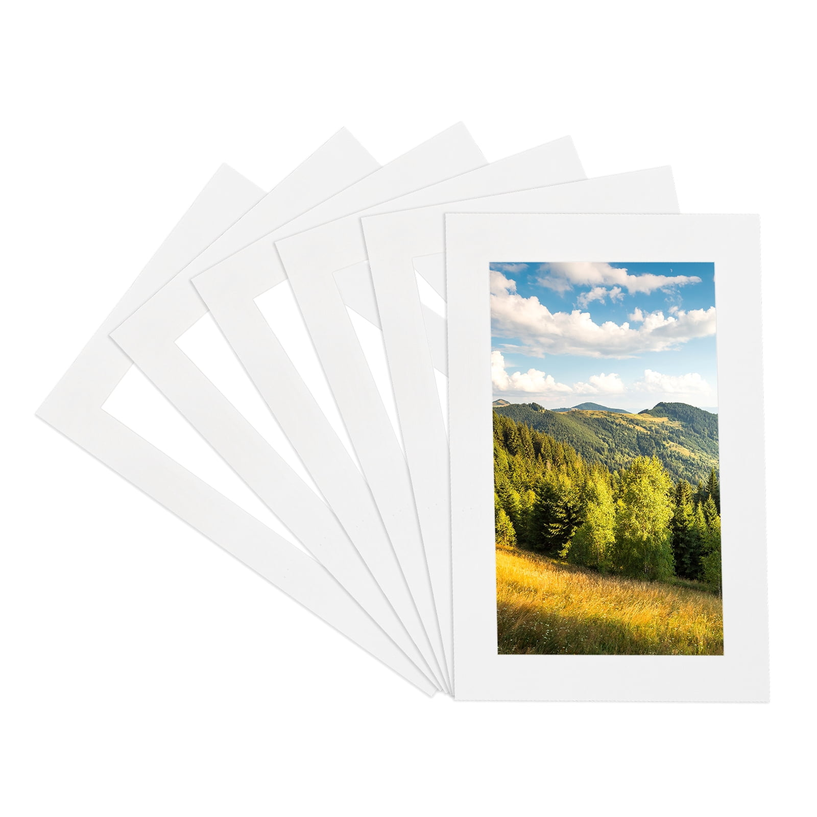 Uxcell 10x5 Mat for 8x3 Photo, 6 Pack Precut Acid-Free Mat Board White ...
