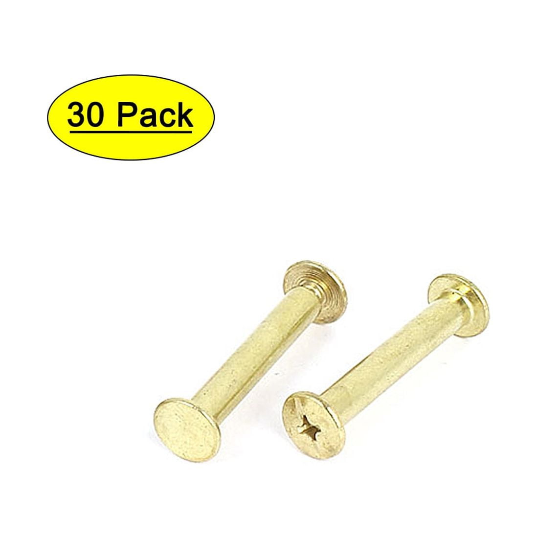 Uxcell 5x30mm Brass Plated Binding Chicago Screw Post for Leather ...