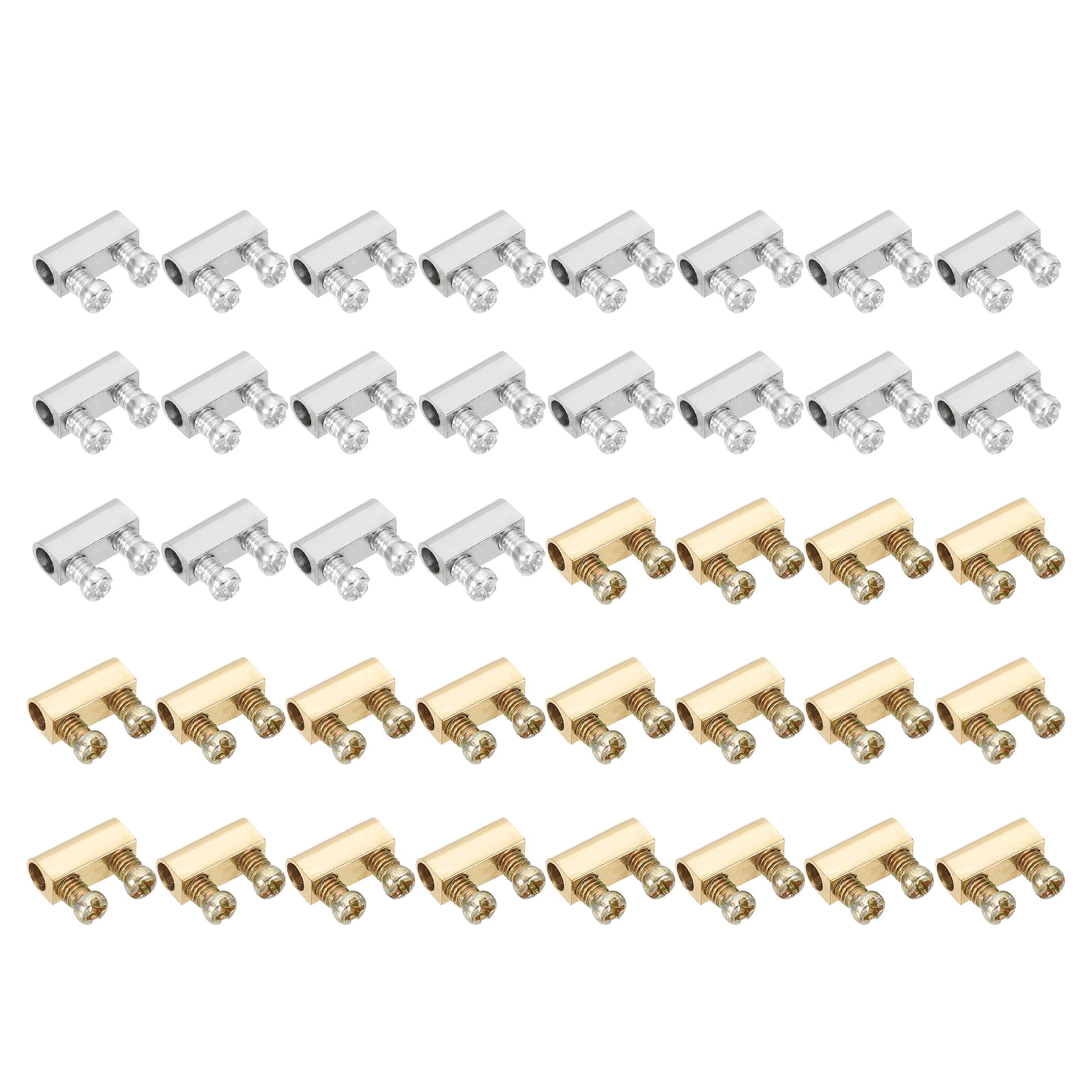 Uxcell 5x4x10mm Wire Rope Cable Clamp, 40 Pack Double Hole Brass Set ...