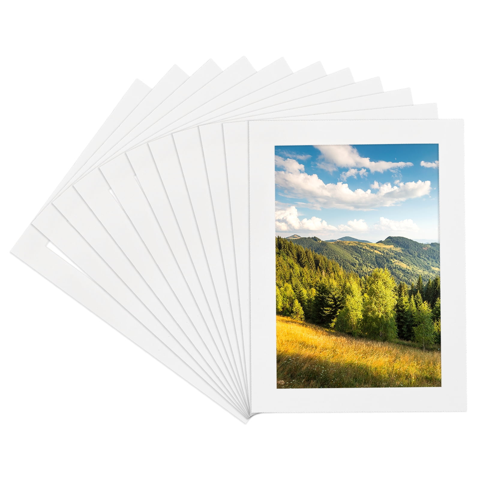 Uxcell 7x5 Mat for 5x3 Photo, 11 Pack Precut Acid-Free Mat Board White ...