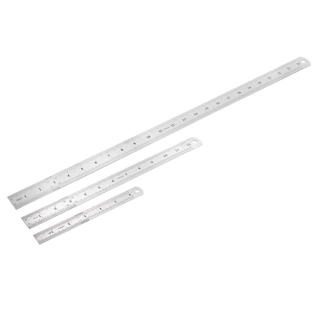 Uxcell (6,12,24 inch) Stainless Steel Straight Rulers Set Inches and ...
