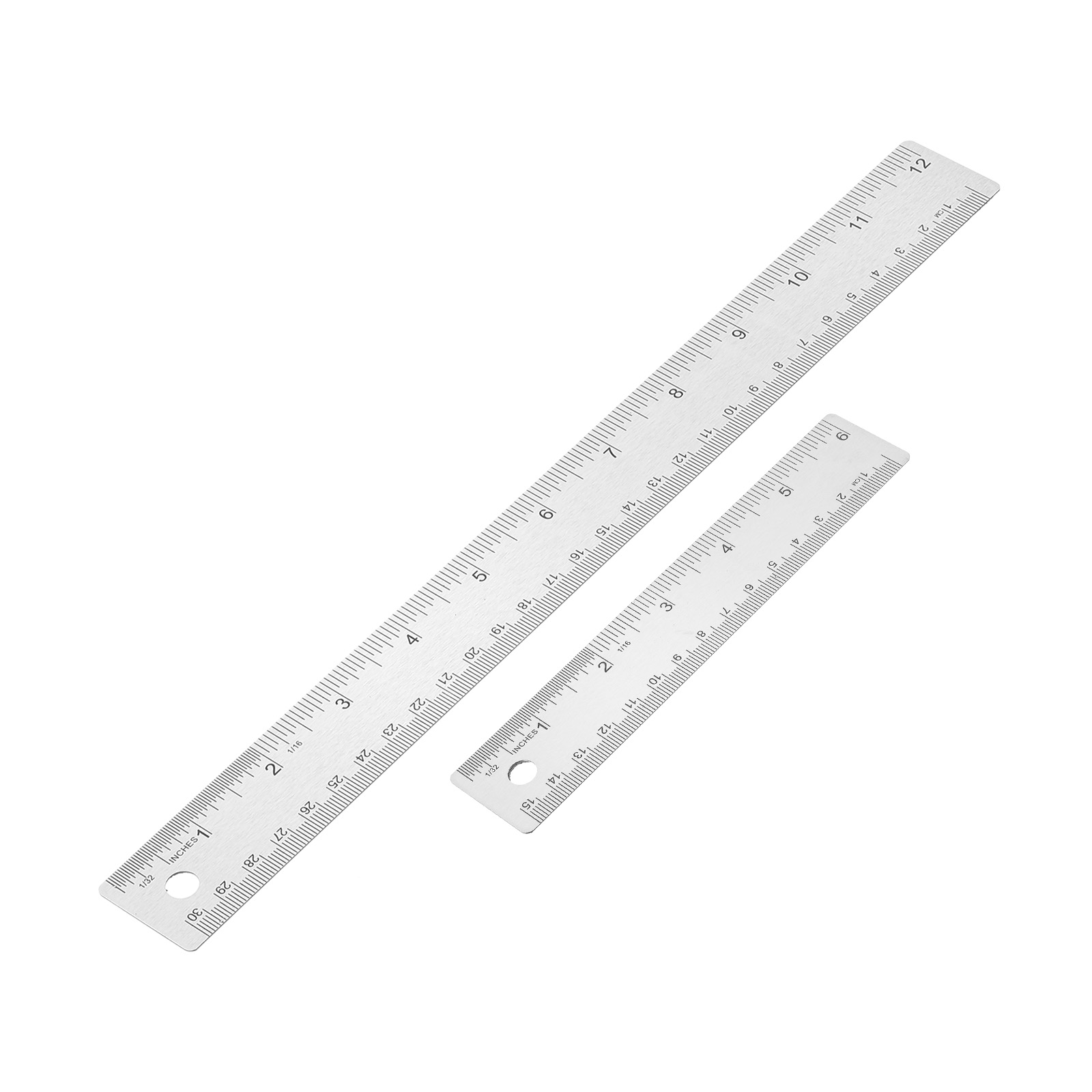 Uxcell 6, 12 Inch Stainless Steel Straight Ruler, 2 Pcs Cork Backing ...