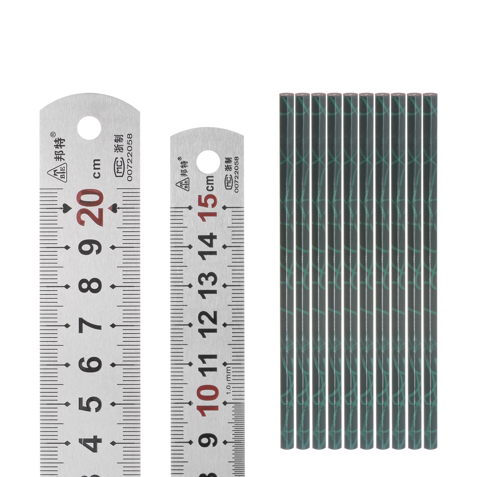 Uxcell 6"(15cm) 8"(20cm) Stainless Steel Ruler Straight Edge Metric Inch Metal Rulers with ...